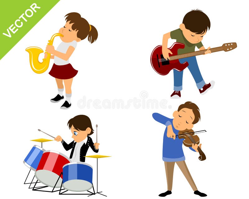 Four young musicians stock vector. Illustration of girl - 62457124