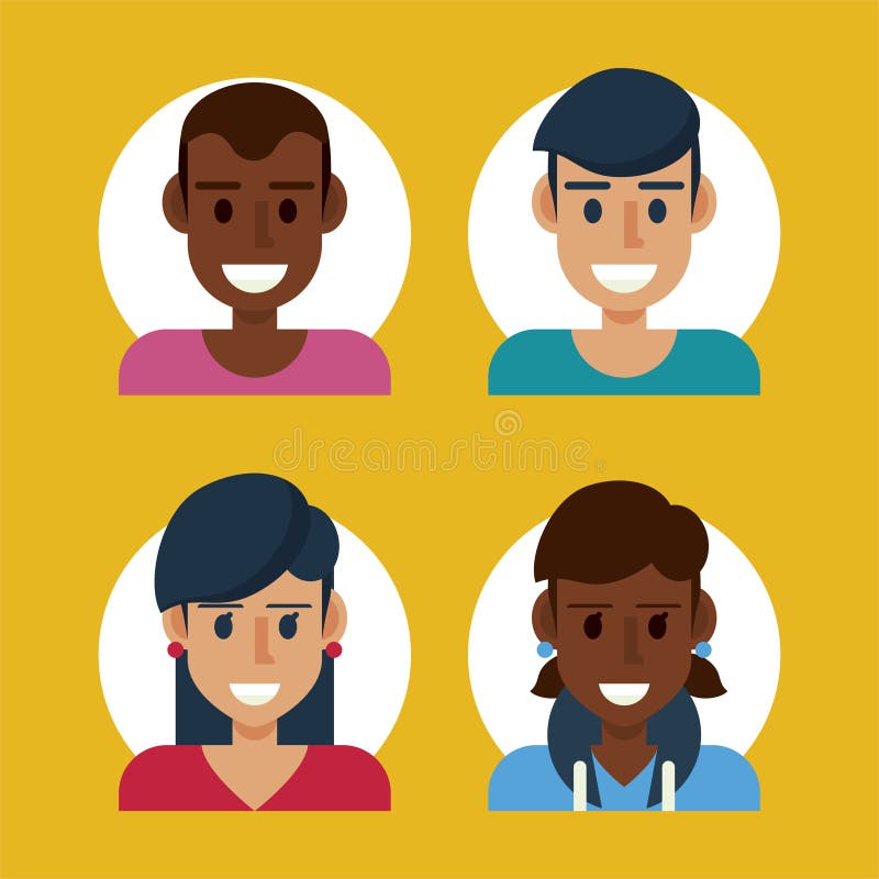 Four young people stock vector. Illustration of girl - 220636432