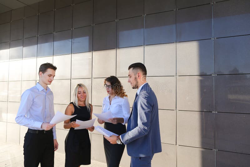 Four Young People, Two Men and Two Women, Students, Communicate, Stock ...