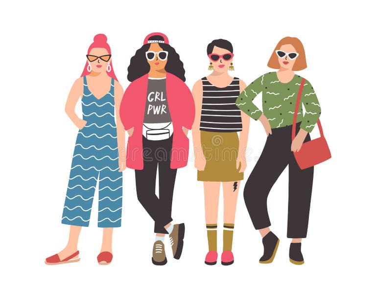 Women Girls Standing Together Stock Illustrations 1 209 Women Girls
