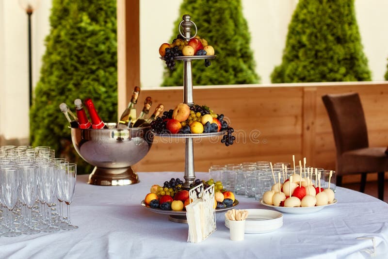 Fourchette Buffet Table for Guests at the Celebration, Candy Bar, Fruit ...
