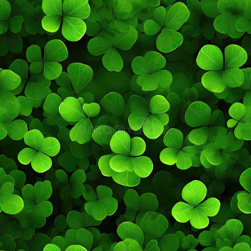 Fourleaf Green Clover on Green Background. Seamless Background Stock ...