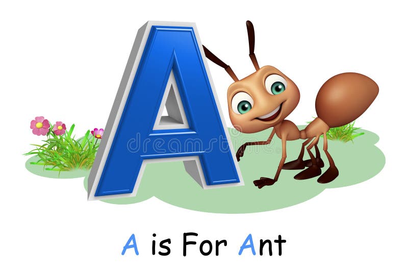 Fourmi avec l'alphabate illustration stock. Illustration du animal ...