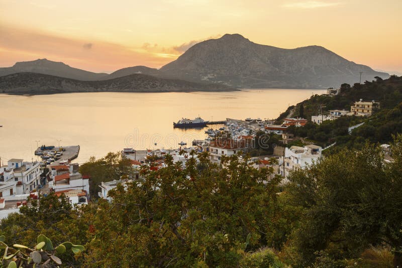 Fourni island. editorial stock photo. Image of evening - 90278813