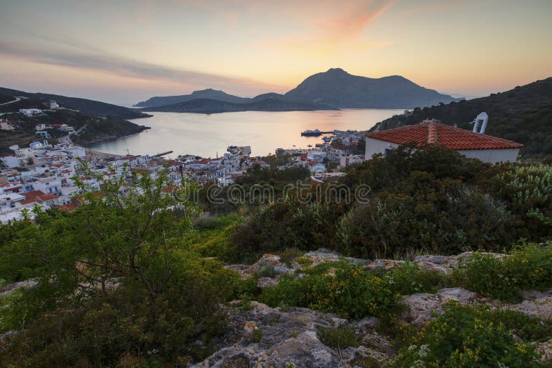 Fourni island. stock photo. Image of sunset, aegean, fourni - 90278974