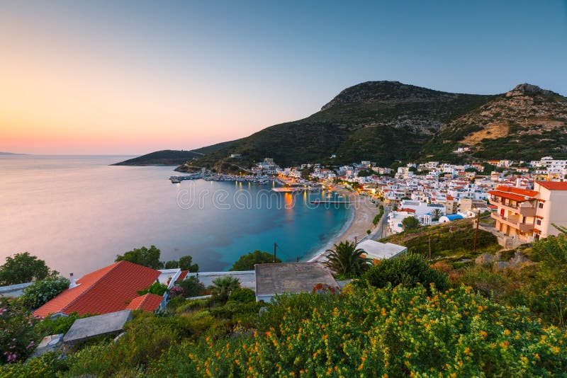 Fourni Island stock image. Image of nature, greek, port - 142961777