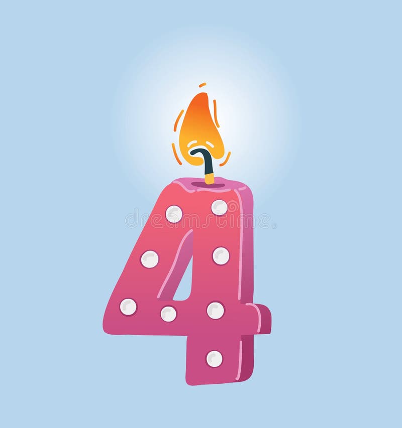 Fourth birthday candle stock illustration. Illustration of festive ...