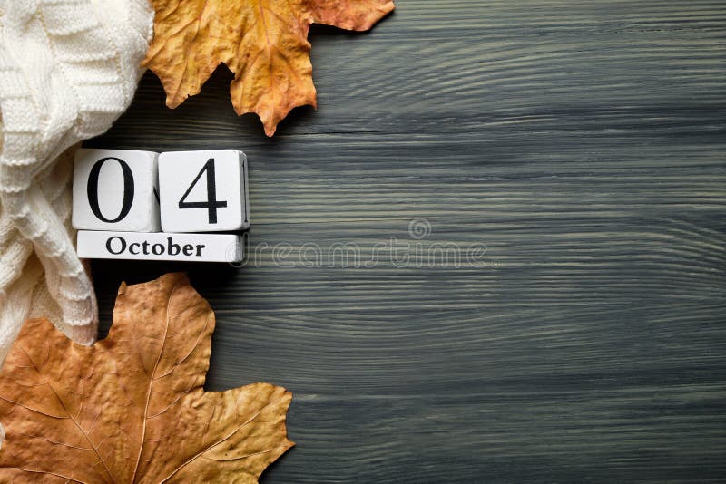 Fourth Day of Autumn Month Calendar October with Copy Space Stock Photo ...