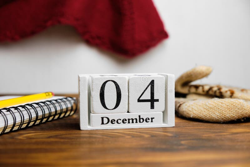 Fourth Day of Winter Month Calendar December Stock Photo - Image of ...