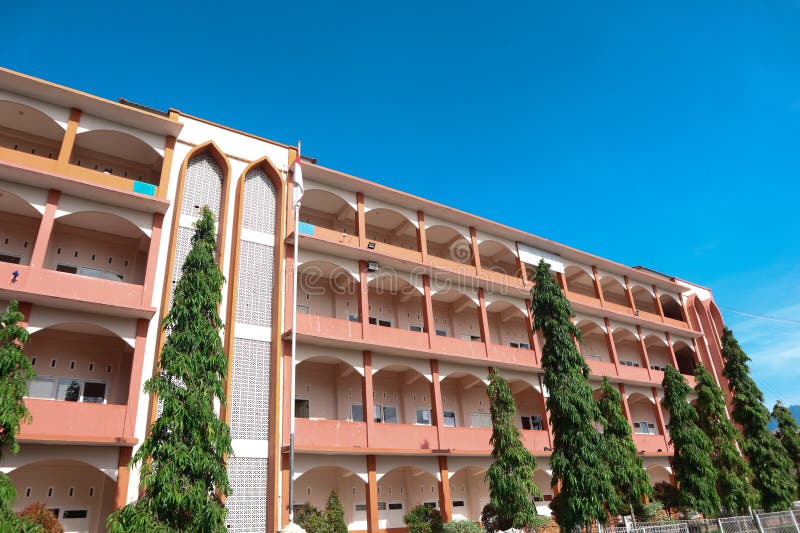 The Fourth Floor of the School Building and the Blue Sky Stock Image ...