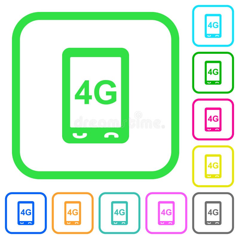 Fourth Generation Mobile Connection Speed Vivid Colored Flat Icons ...