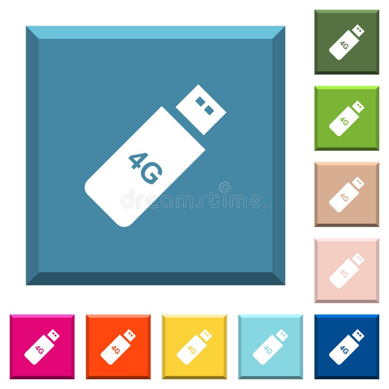 Fourth Generation Mobile Stick White Icons on Edged Square Buttons ...