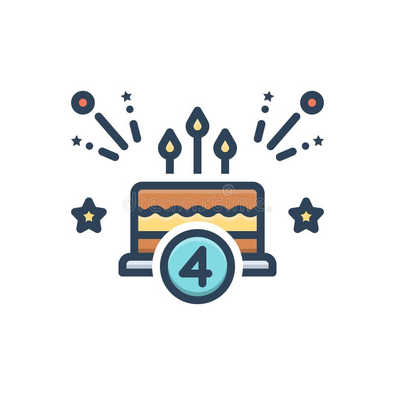 Color Illustration Icon for Fourth, Fourth Birthday and Number Stock ...