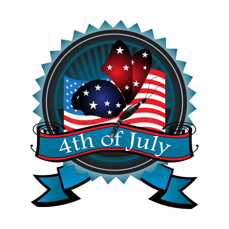 Fourth of July blue badge stock vector. Illustration of isolated - 25377912