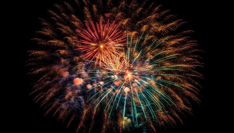 Fourth of July Celebration: Exploding Firework Display in Vibrant ...