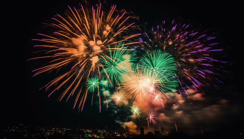 Fourth of July Celebration: Vibrant Colors, Exploding Fireworks ...