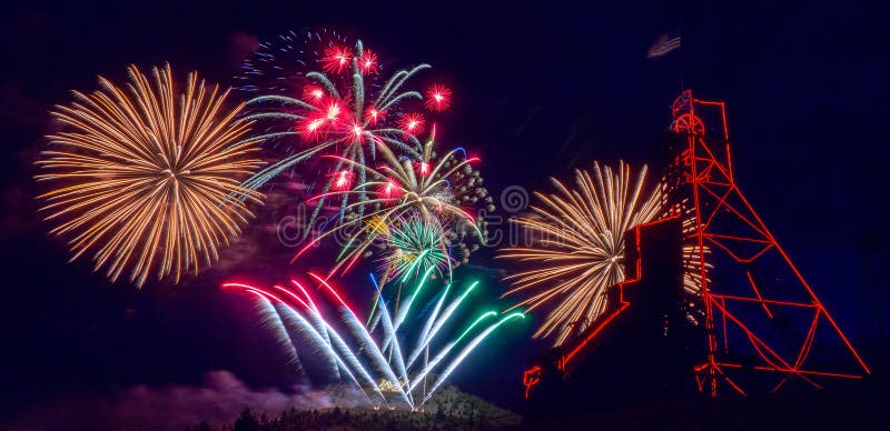 Fourth of July Fireworks Over the Anselmo Mine Head Frame. Butte, MT ...