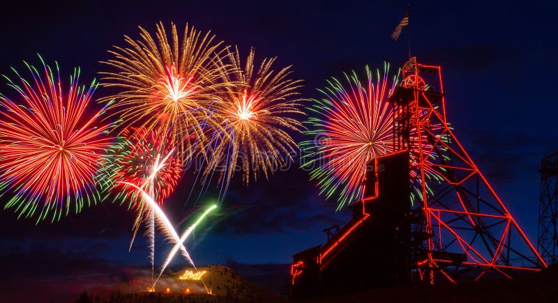 Fourth of July Fireworks Over the Anselmo Mine Head Frame. Butte, MT ...