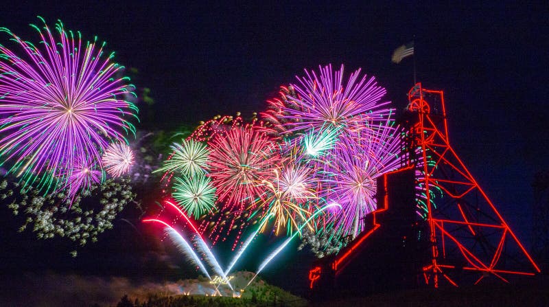 Fourth of July Fireworks Over the Anselmo Mine Head Frame. Butte, MT ...