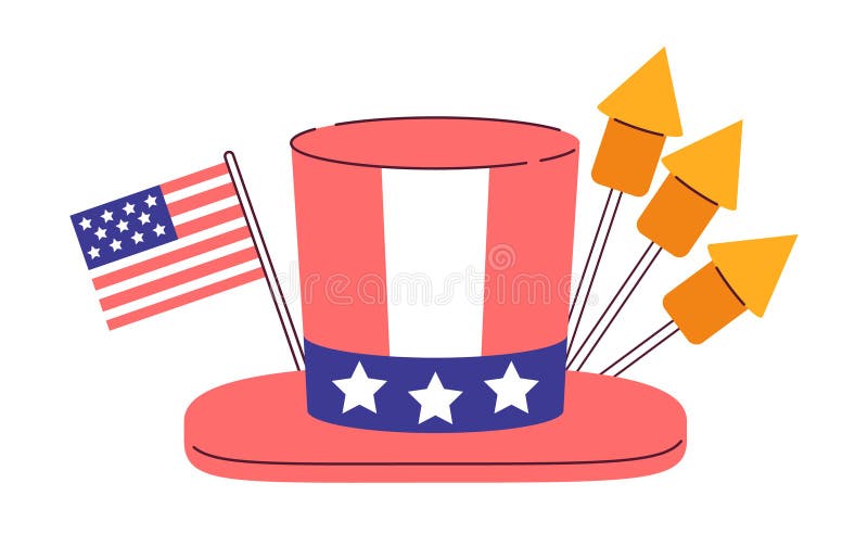 Fourth of July Hat Flat Concept Vector Spot Illustration Stock Vector ...