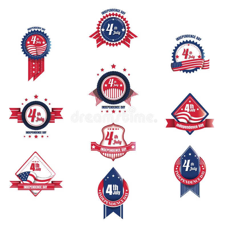 Fourth of July Independence Day Badge Collection. Vector Illustration ...