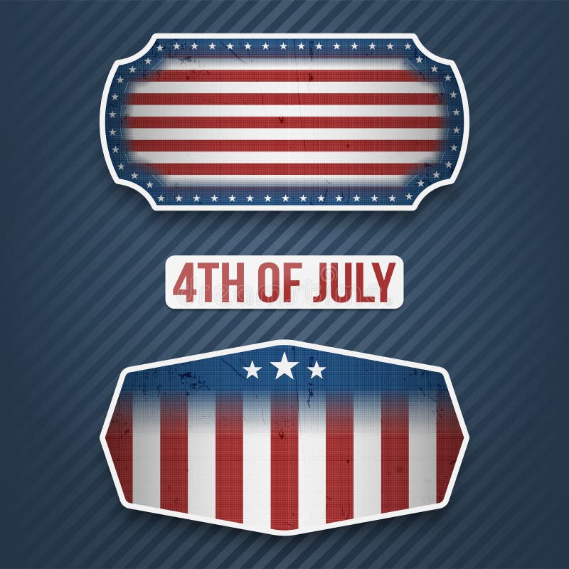 Fourth of July Realistic Vector Labels Stock Vector - Illustration of ...