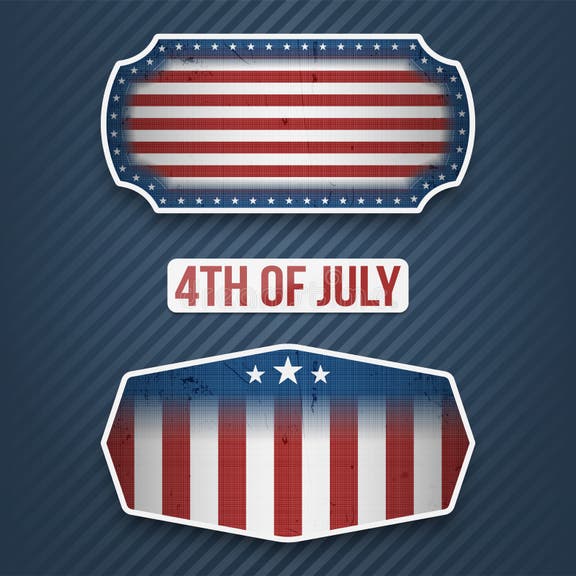 Fourth of July Realistic Vector Labels Stock Vector - Illustration of ...