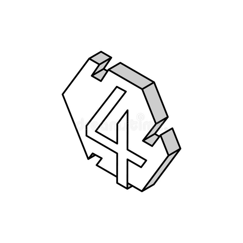 Fourth Number Isometric Icon Vector Illustration Stock Vector ...
