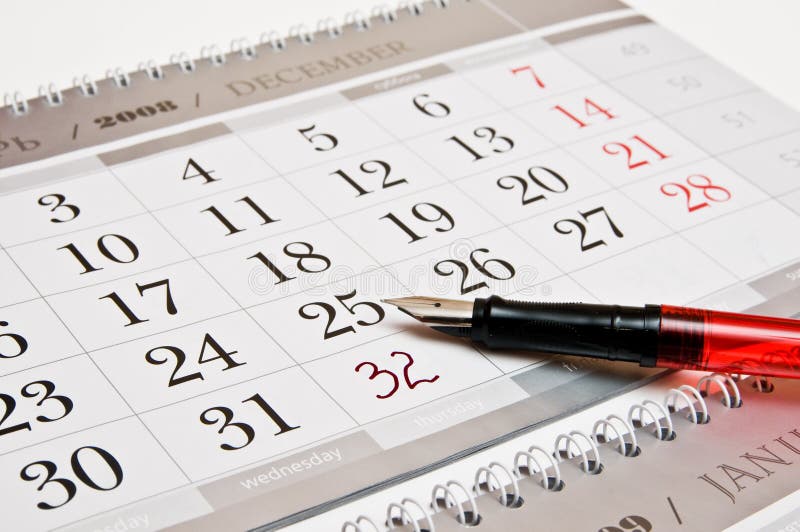 Foutain Pen, 32 Numbers in Calendar Stock Photo - Image of calendar ...