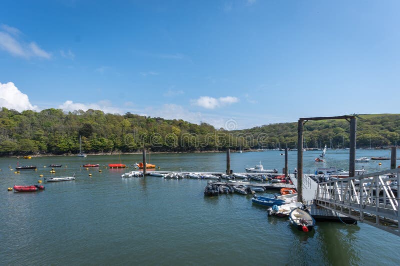 View of the Harbour Area in Fowey, Cornwall on May 7, 2024. One ...