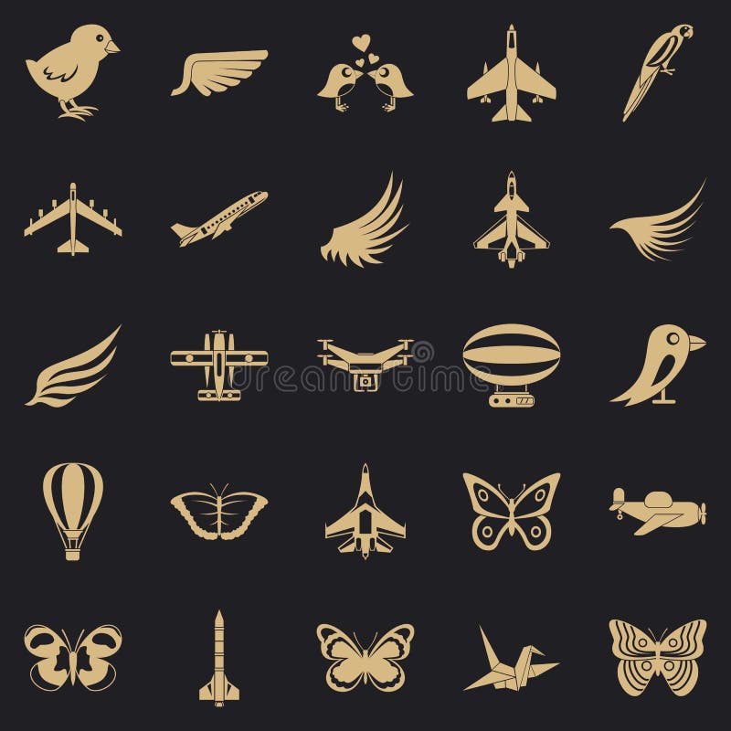 Fowl Icons Set, Simple Style Stock Vector - Illustration of filled ...