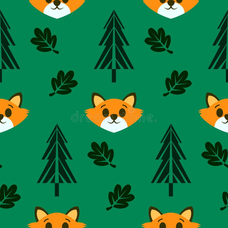 Seamless Cute Foxes Animal Pattern, Vector Illustration EPS 10. Stock ...