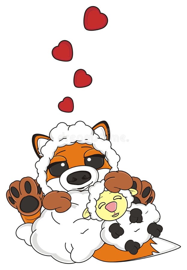 Fox adore a sheep stock illustration. Illustration of comic - 78158960