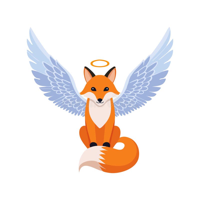 Fox with Angel Wings stock vector. Illustration of greeting - 361491292