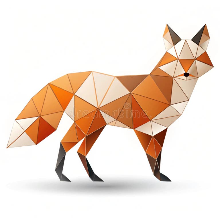 Minimalist Fox with Angular Tail Stock Illustration - Illustration of ...