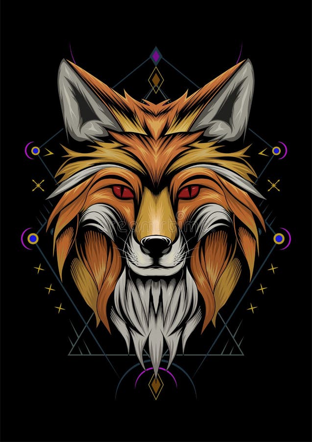 Fox Animal Face with Geometry Background Stock Illustration ...