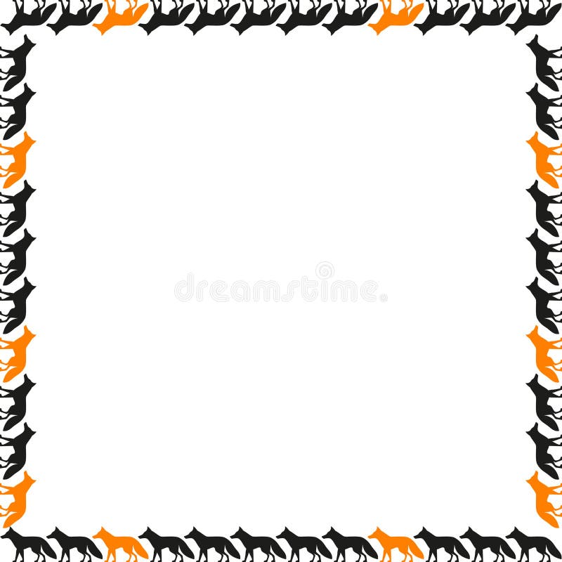 Fox Animal Frame. Vector Illustration of a Happy Standing Red Fox Empty ...