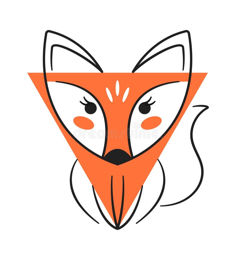 Fox Animal Triangle Childish Geometry Stock Illustration - Illustration ...