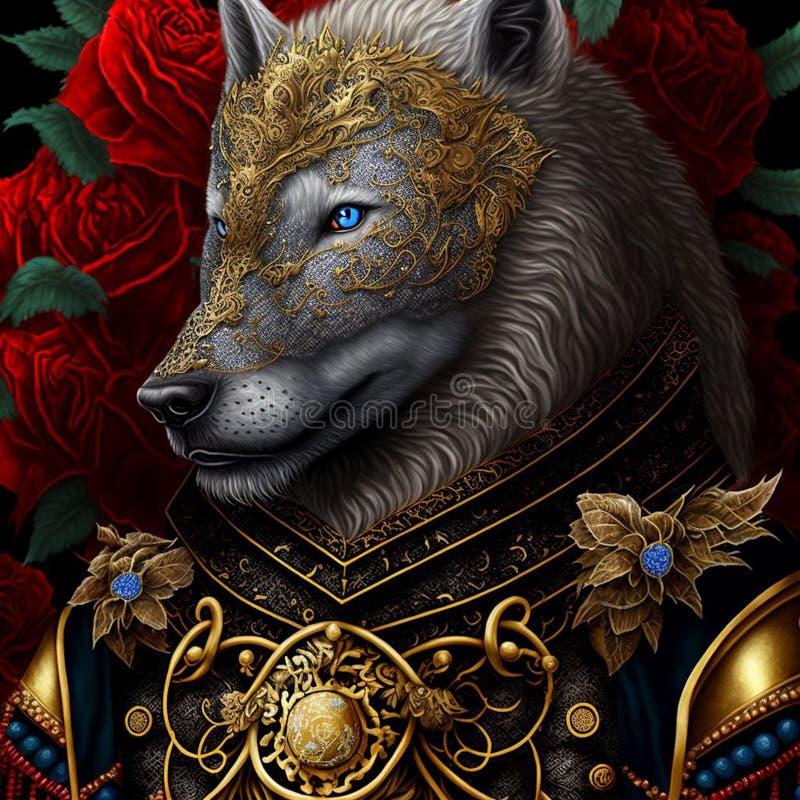 A fox with armor gold stock illustration. Illustration of statue ...