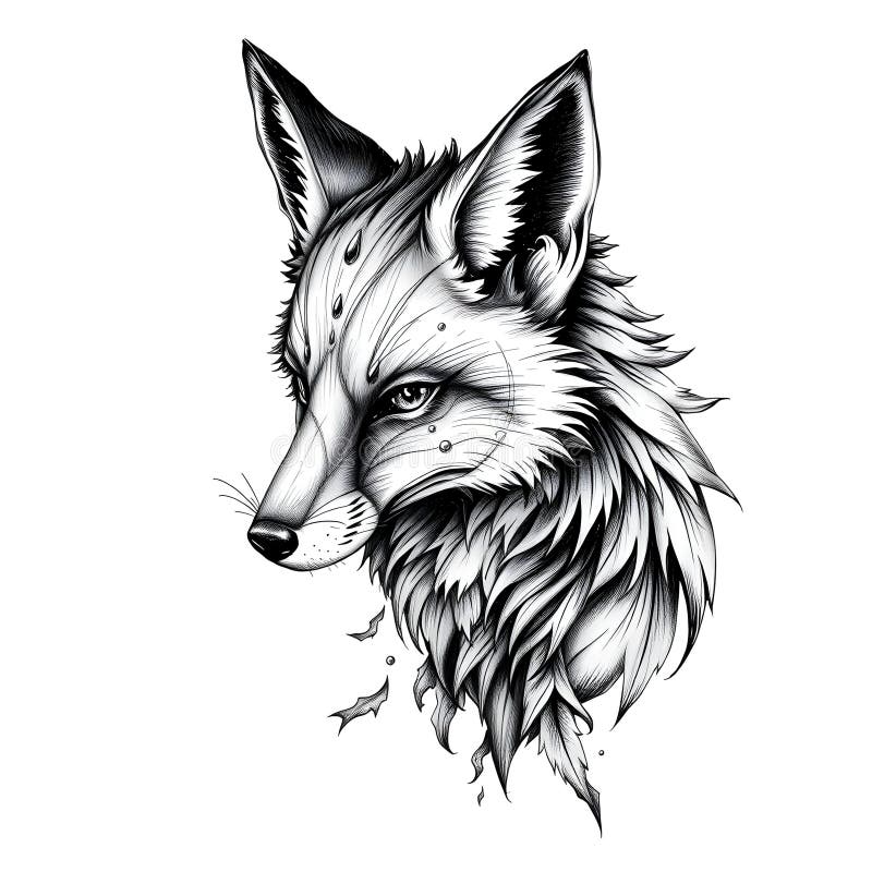 A Fox with a Black Nose and a Black Eye Stock Illustration ...