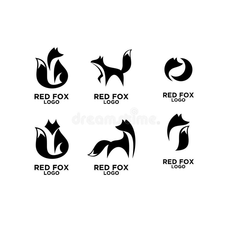 Set Collection Red Fox Modern Abstract Simple Logo Icon Design Stock ...