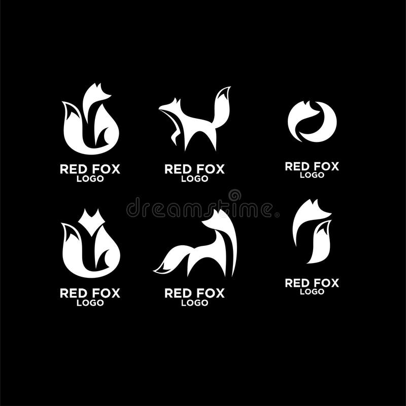 Set Collection Red Fox Modern Abstract Simple Logo Icon Design Stock ...