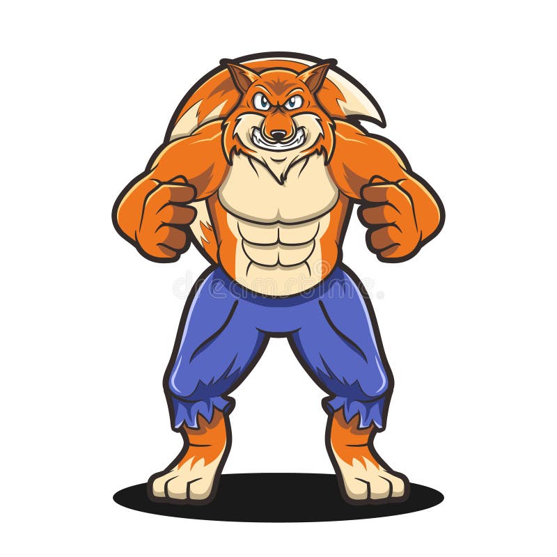 Fox Bodybuilder Cartoon Illustration Creative Concept Stock Vector ...