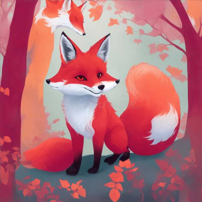 A Fox with Bright Red Fur Illustration Stock Illustration ...