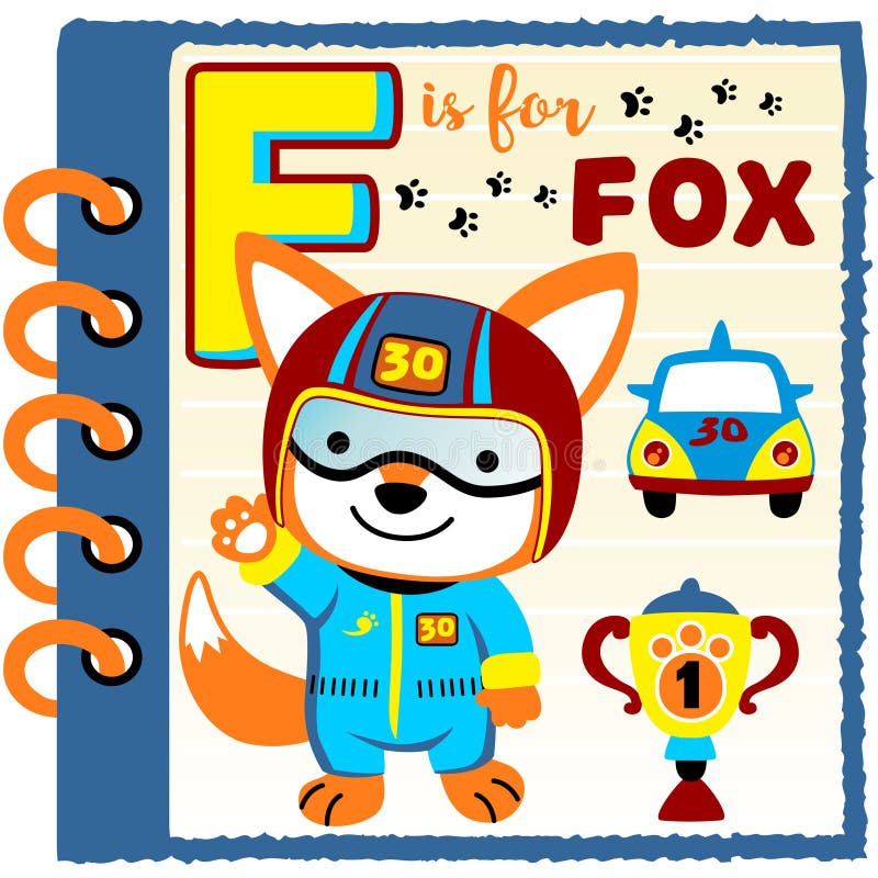 Fox the car racer stock vector. Illustration of cheerful - 96852587