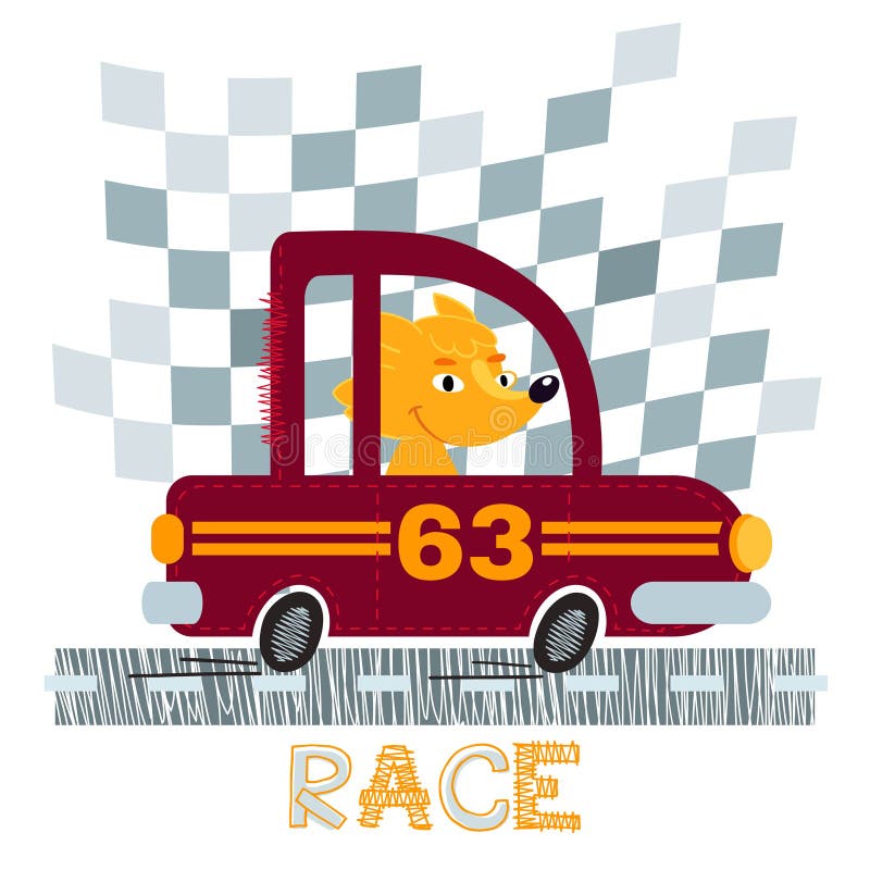 Fox with Car T-shirt Design Vector Illustration. Stock Vector ...