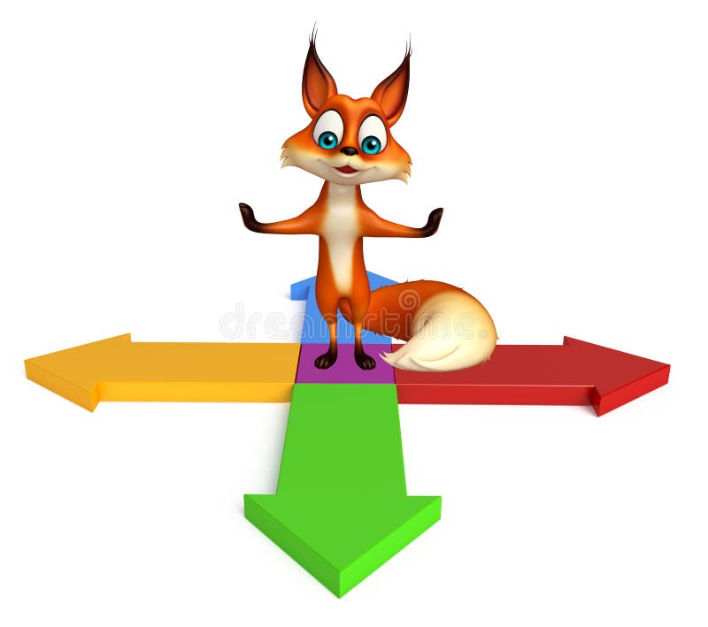 Fox Cartoon Character with Arrow Stock Illustration - Illustration of ...