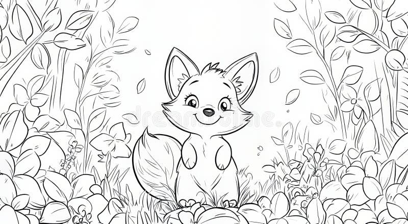 Fox Cartoon Character Featuring Color and Outline in an Adorable Style ...