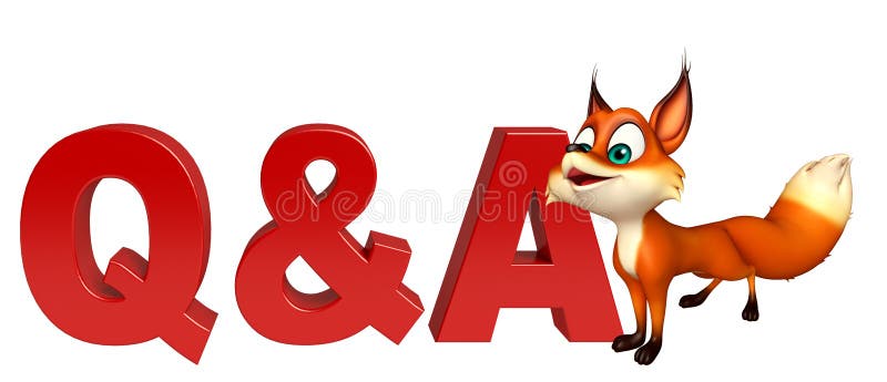 Fox Cartoon Character with Q&a Sign Stock Illustration - Illustration ...