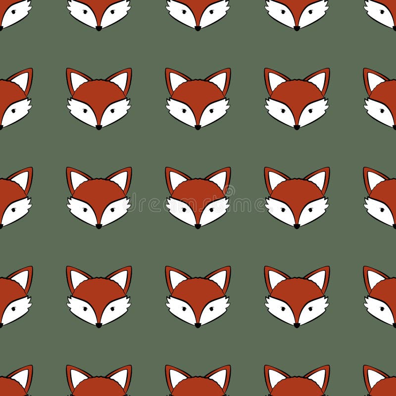 Fox Cartoon Cute Vector Animal Seamless Pattern Stock Vector ...